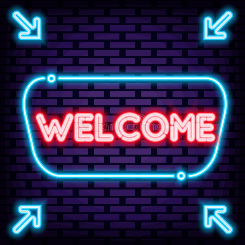 Welcome Neon Signboards. Neon Script. Light Art Stock Vector ...