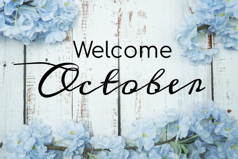 Welcome October Blackboard Sign Stock Photo - Image of leaf, chalkboard ...
