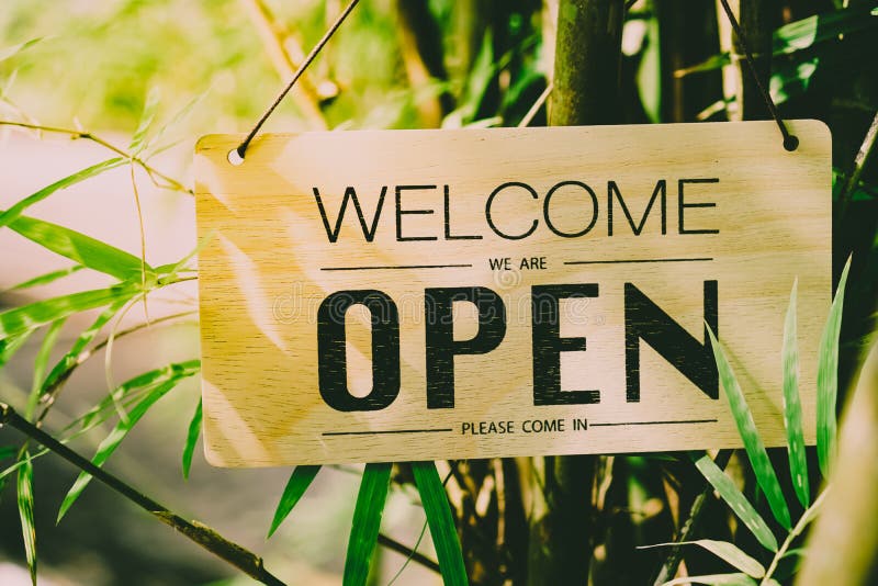 Welcome Open Sign For Business Background Stock Image - Image of ...