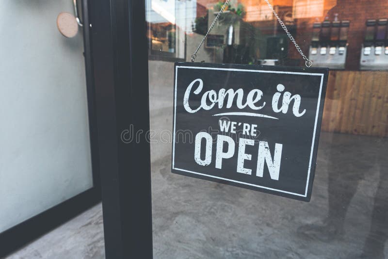 Welcome Open Sign on Door .vintage Tone Stock Photo - Image of door ...