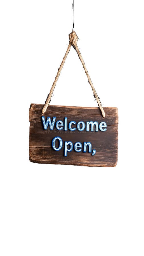 Welcome Open Sign with Rustic Wooden Texture and Bright Lettering on ...