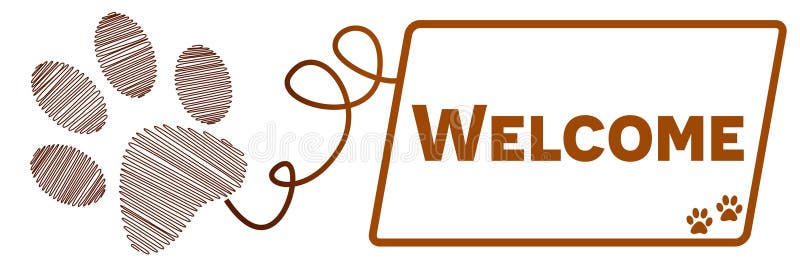 Welcome Pet Paw Squares Box Line Stock Illustration - Illustration of ...