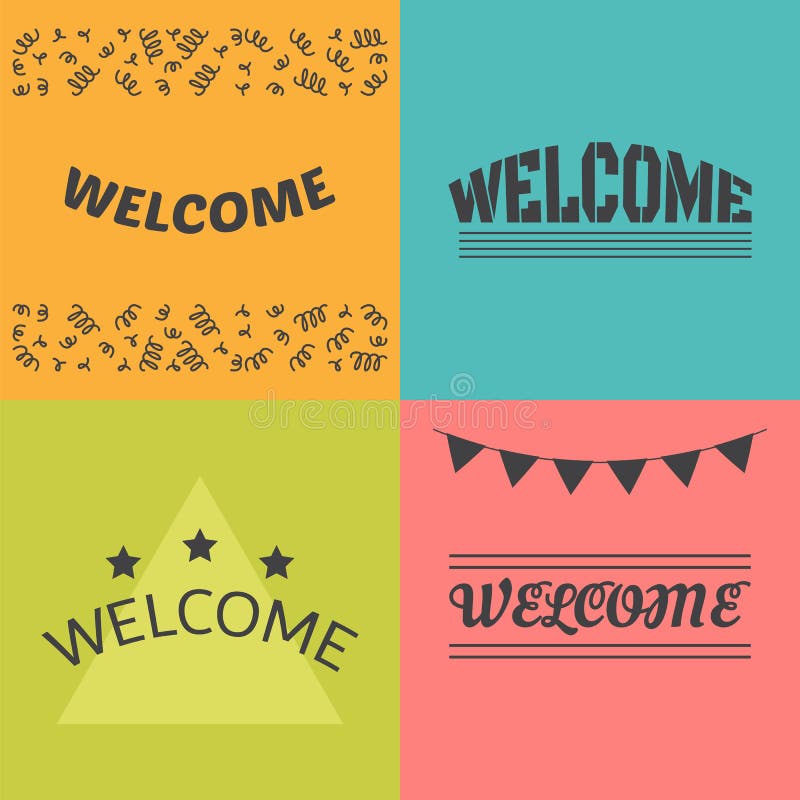Welcome Postcards Collection. Decorative Elements Stock Vector ...