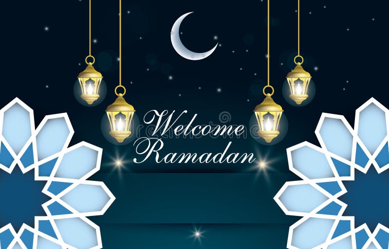 Welcome Ramadan with Blank Space for Text and Blue Colour Design Stock ...