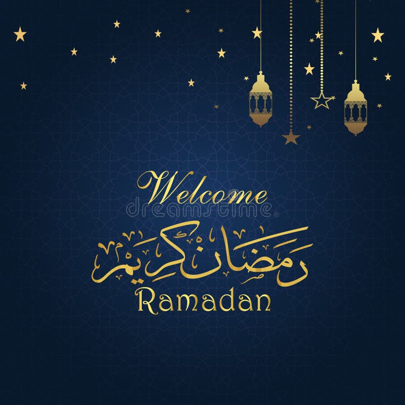 Welcome Ramadan Kareem 2024 Banner with Blue Background Design 33 Stock ...
