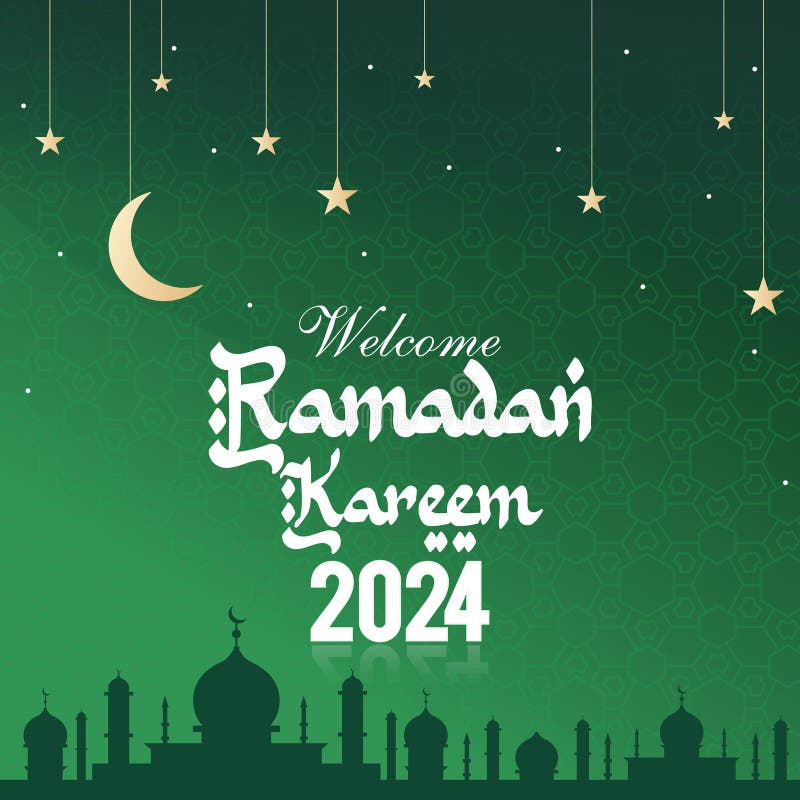Welcome Ramadan Kareem 2024 Banner with Green Background Design 37 ...