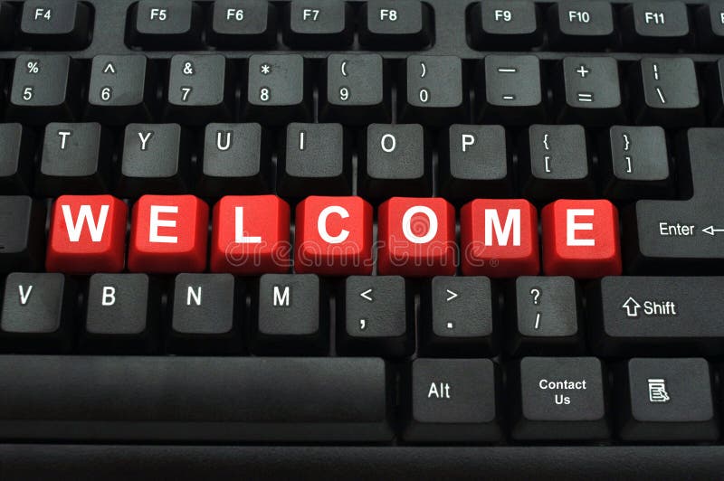 Welcome Red Button on Black Keyboard Stock Image - Image of input ...