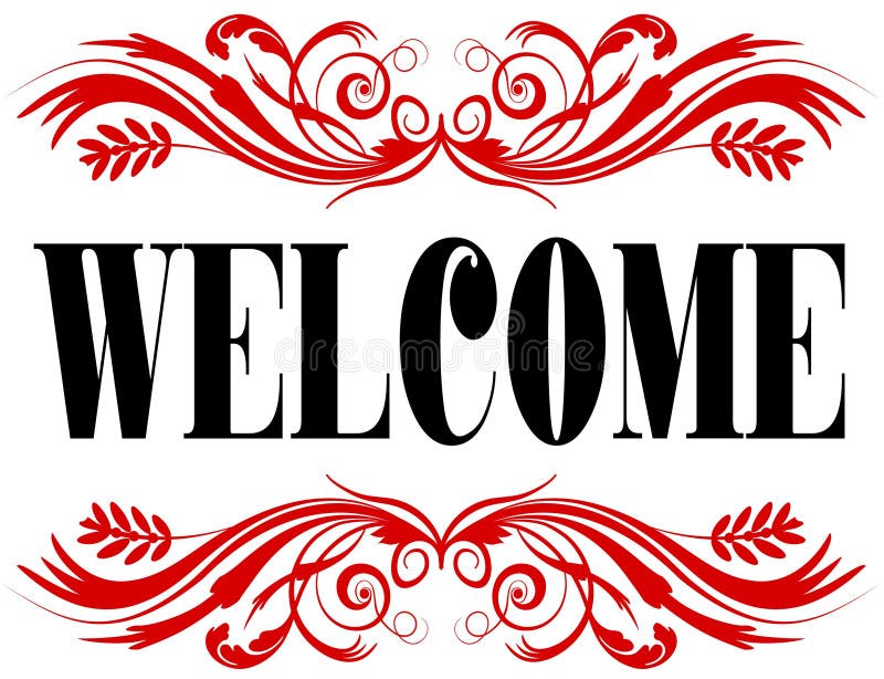 WELCOME Red Floral Text Frame. Stock Illustration - Illustration of ...