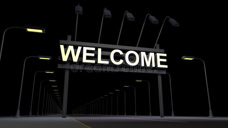Welcome Road Sign 3d Illustration Stock Illustration - Illustration of ...