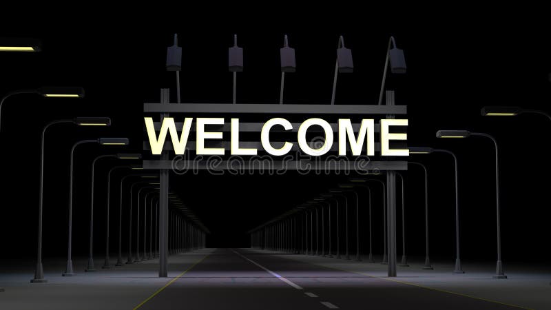 Welcome Road Sign 3d Illustration Stock Illustration - Illustration of ...