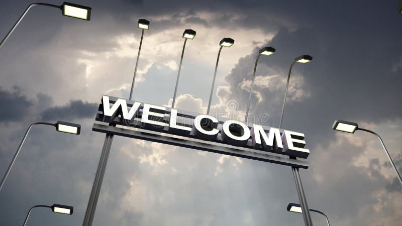 Welcome Road Sign 3d Illustration Stock Illustration - Illustration of ...