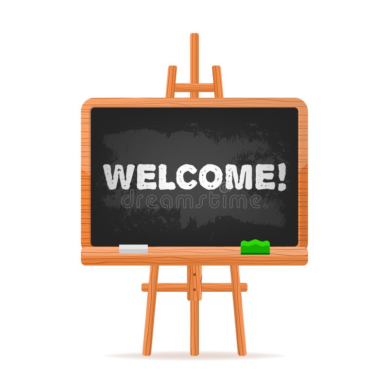 Welcome School Board in Flat Style on White Background. Vintage ...