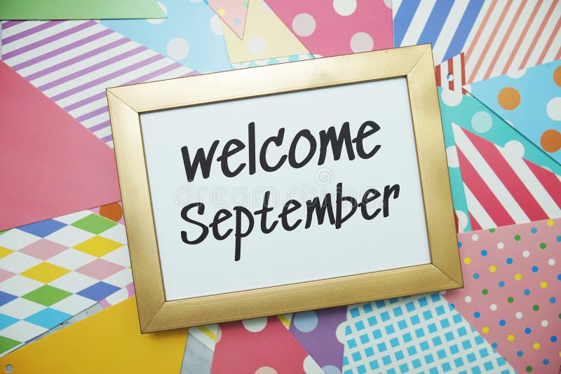 Welcome September Card Typography Text with Flower Bouquet on Pink ...