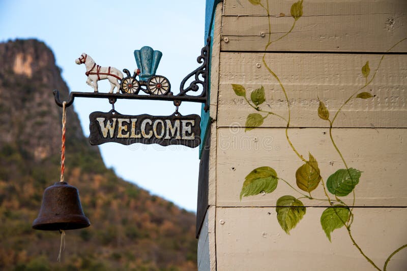 Welcome sign stock photo. Image of enter, entrance, hanging - 29049096