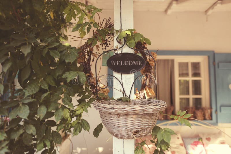 Welcome Sign at Beautiful House Stock Photo - Image of greetings ...
