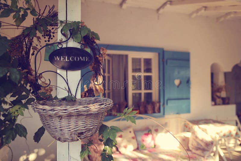 Welcome Sign at Beautiful House Stock Image - Image of mother, house ...