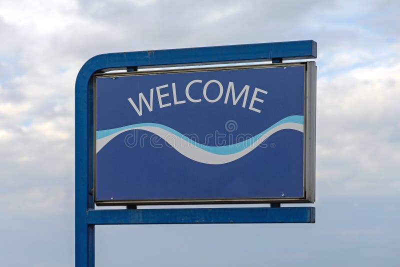 Welcome Sign Board stock photo. Image of clouds, sign - 307381550