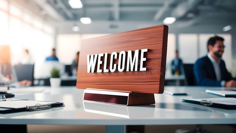 A Welcome Sign on a Desk Symbolizes a Friendly Onboarding Process in a ...