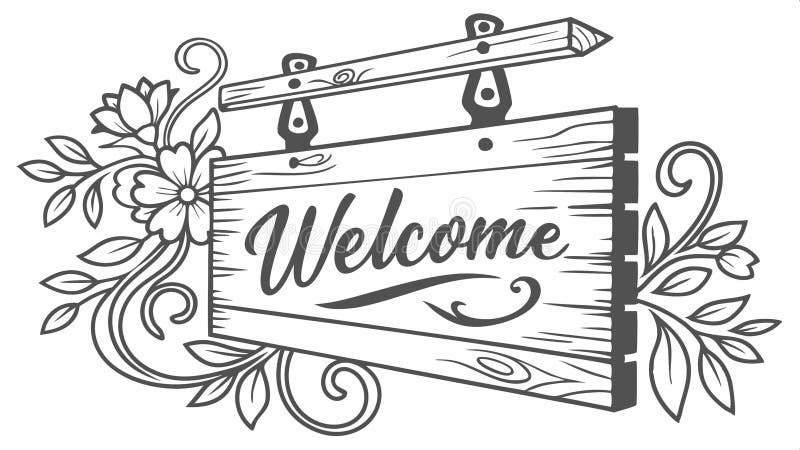 Welcome Sign with Flowers, Inviting and Decorative Design Vector Design ...