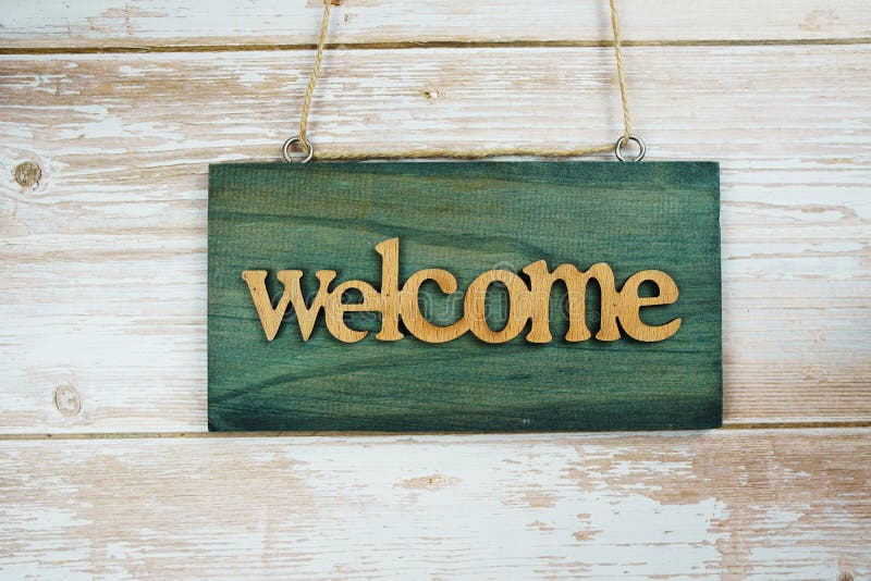 Welcome Sign and Flower Blooming Decoration on Pink Background Stock ...