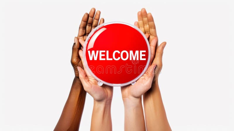 Welcome Sign Multicultural People Holding Stock Photos - Free & Royalty ...