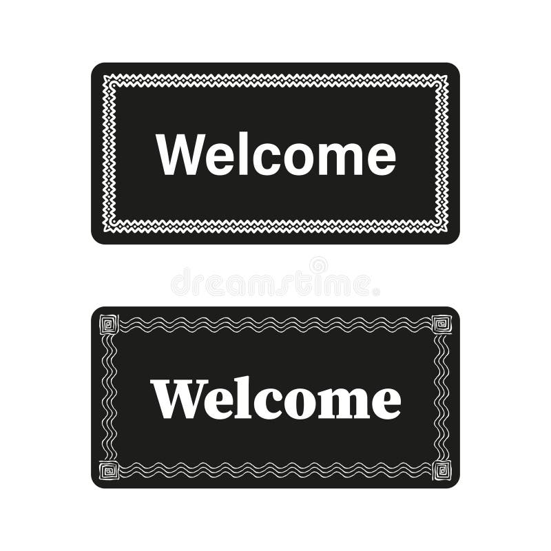 Welcome Sign Icon. Black Rectangular Board. Decorative Welcome Text ...
