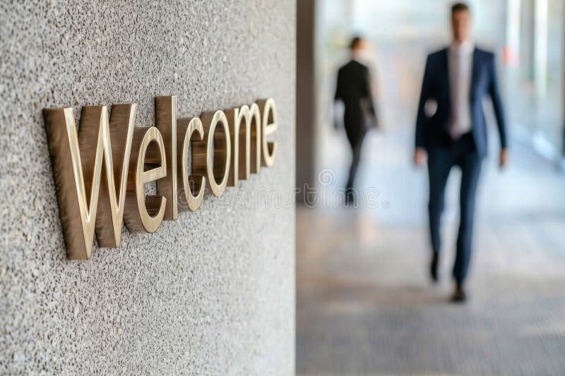 Welcome Sign in Modern Office Building Stock Illustration ...
