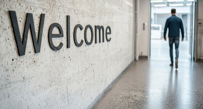 Welcome Sign in Office Hallway Stock Illustration - Illustration of ...