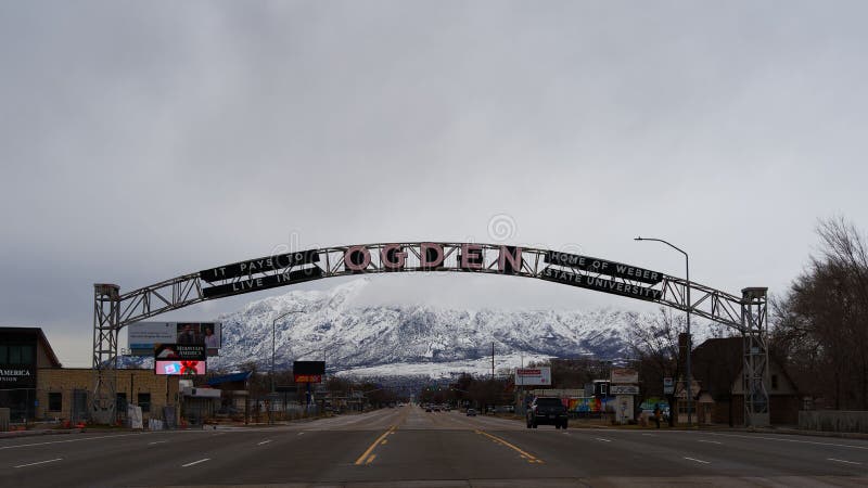 Welcome Sign of Ogden City with Mountains in the Background, Utah ...