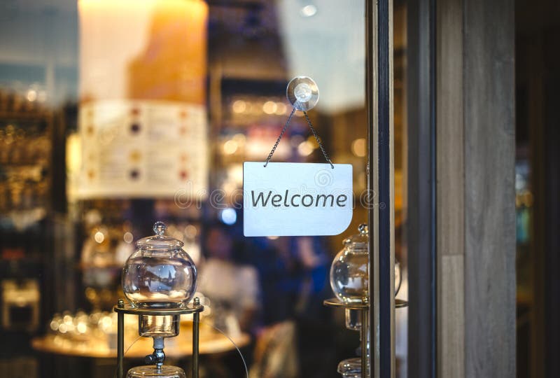 Welcome Sign Outside a Restaurant, Store, Office or Other Stock Image ...