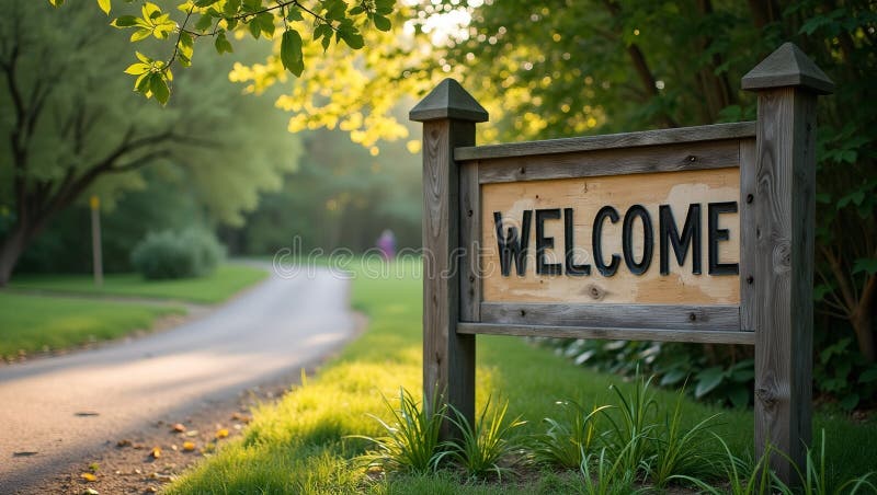Welcome Sign at Park Entrance Stock Illustration - Illustration of ...