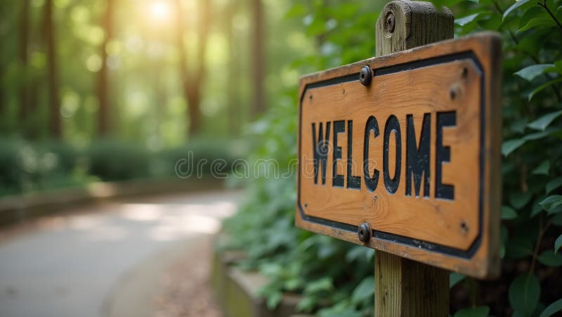 Welcome Sign at Park Entrance Stock Illustration - Illustration of ...