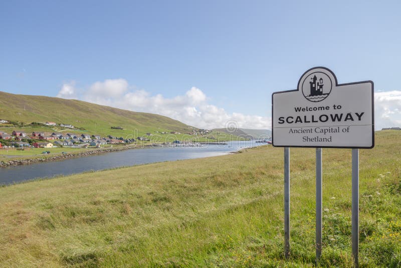 Welcome sign in Scalloway stock image. Image of houses - 61780785