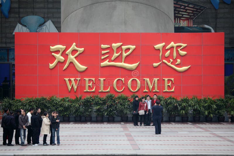 Welcome sign in Shanghai editorial photography. Image of people - 34199592