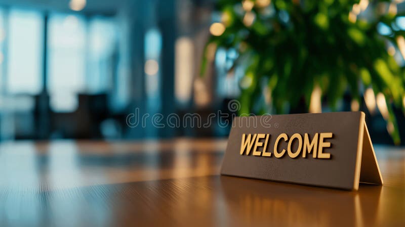 Welcome Sign on Table in Office, Creating Warm Atmosphere for Visitors ...