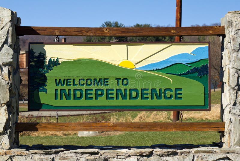 Welcome Sign To Independence Stock Photo - Image of sign, display: 22243498