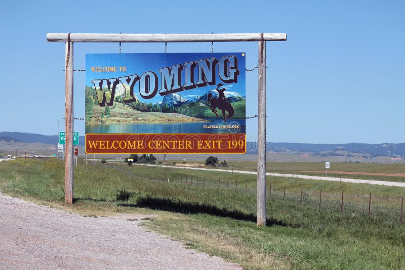 Welcome to Wyoming Sign stock photo. Image of welcome - 137207316