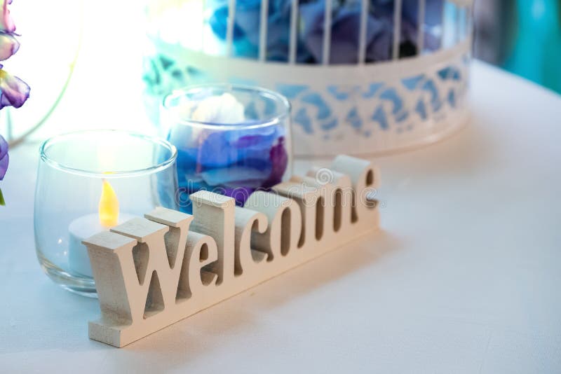 Welcome Sign To the Wedding for Wedding Scene Stock Photo - Image of ...