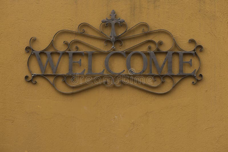 Welcome Sign Vintage Style. Stock Image - Image of text, sign: 55684957