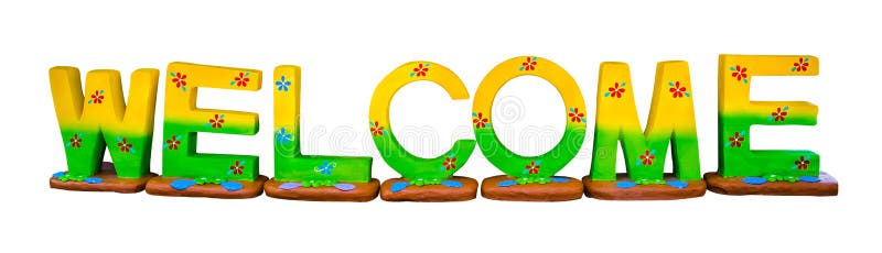 Colorful Welcome Word with Balloons on White Background Stock ...