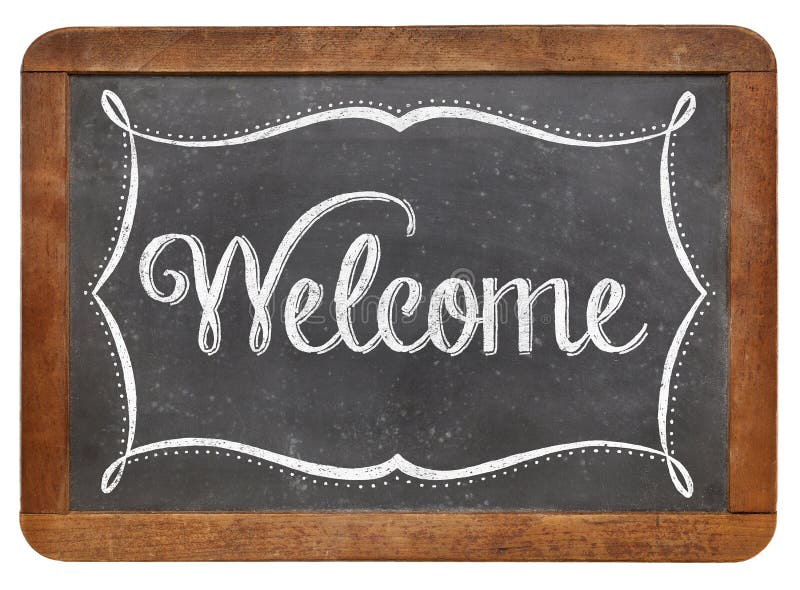 Welcome on Slate Blackboard Stock Image - Image of chalkboard, chalk ...