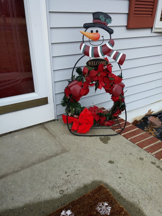 Welcome Snowman Wreath stock image. Image of home, christmas - 49178797