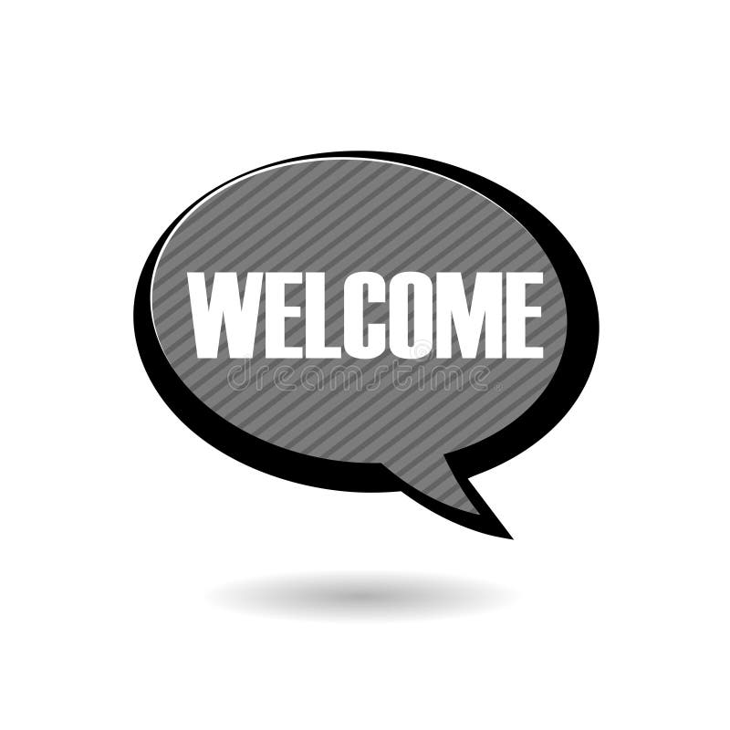 Welcome Speech Bubble Icon with Shadow Stock Vector - Illustration of ...