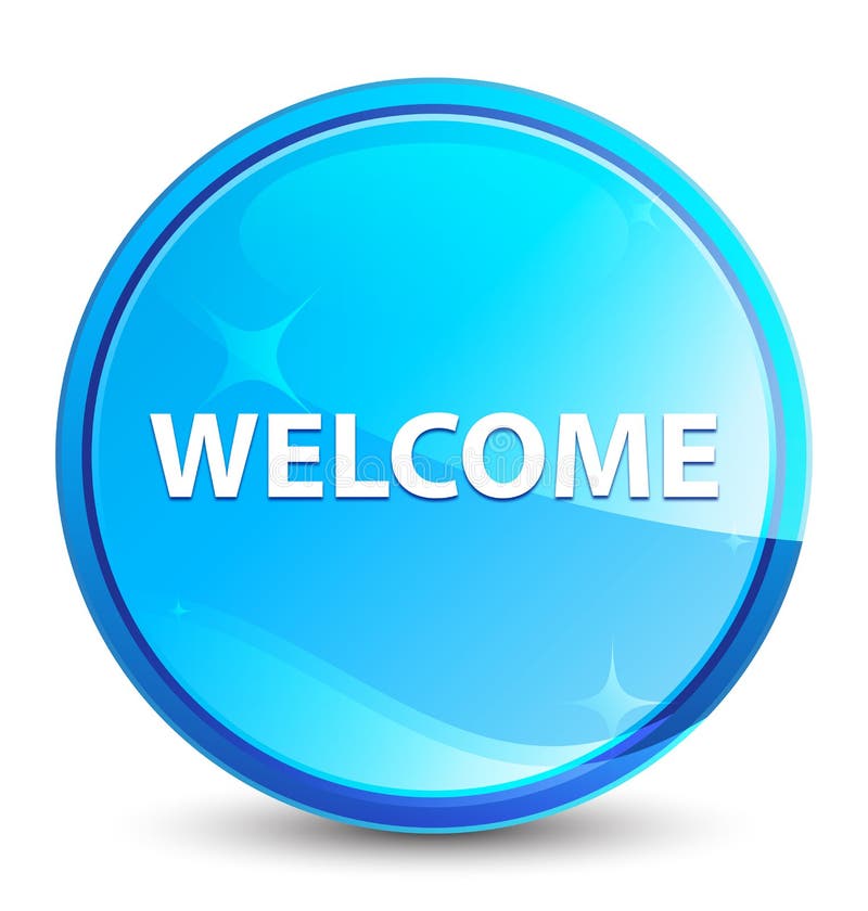 Welcome Splash Natural Blue Round Button Stock Vector - Illustration of ...