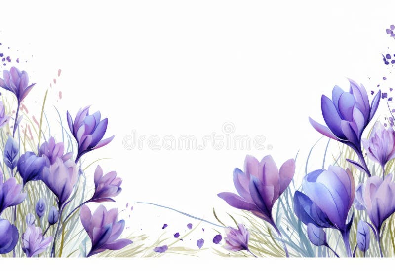 Welcome Spring with Colorful Crocus Borders on the Grass Stock ...