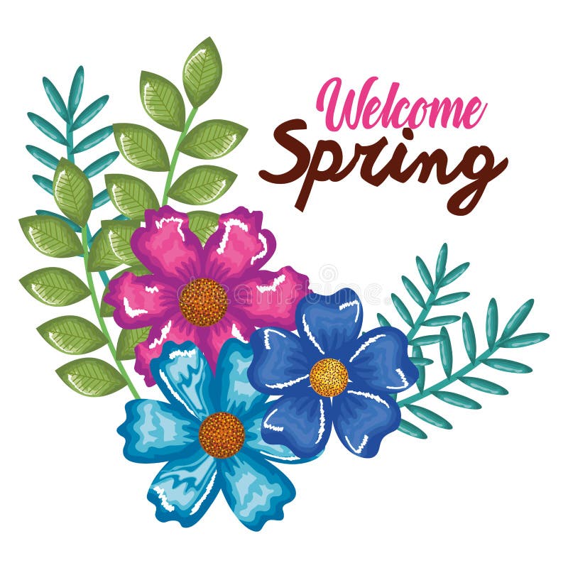Welcome Spring Decorative Art Stock Vector - Illustration of bouquet ...