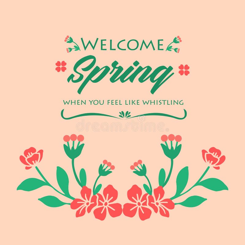 Welcome Spring Greeting Card Decoration Template, with Elegant Texture ...