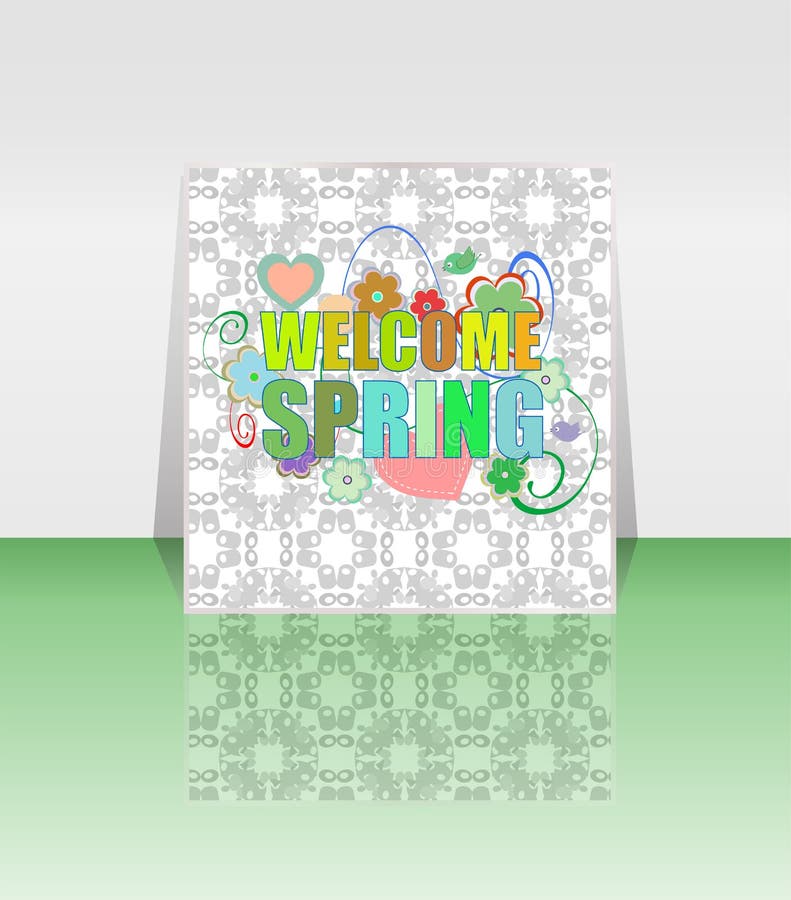 Welcome Spring Holiday Card Love Hearts and Flowers Stock Illustration ...