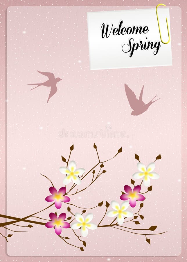 Welcome spring stock illustration. Illustration of birds - 38915002