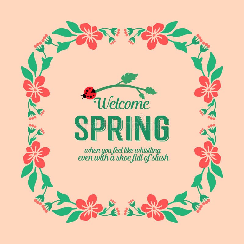 Welcome Spring Poster Design, with Elegant Leaf and Floral Frame ...